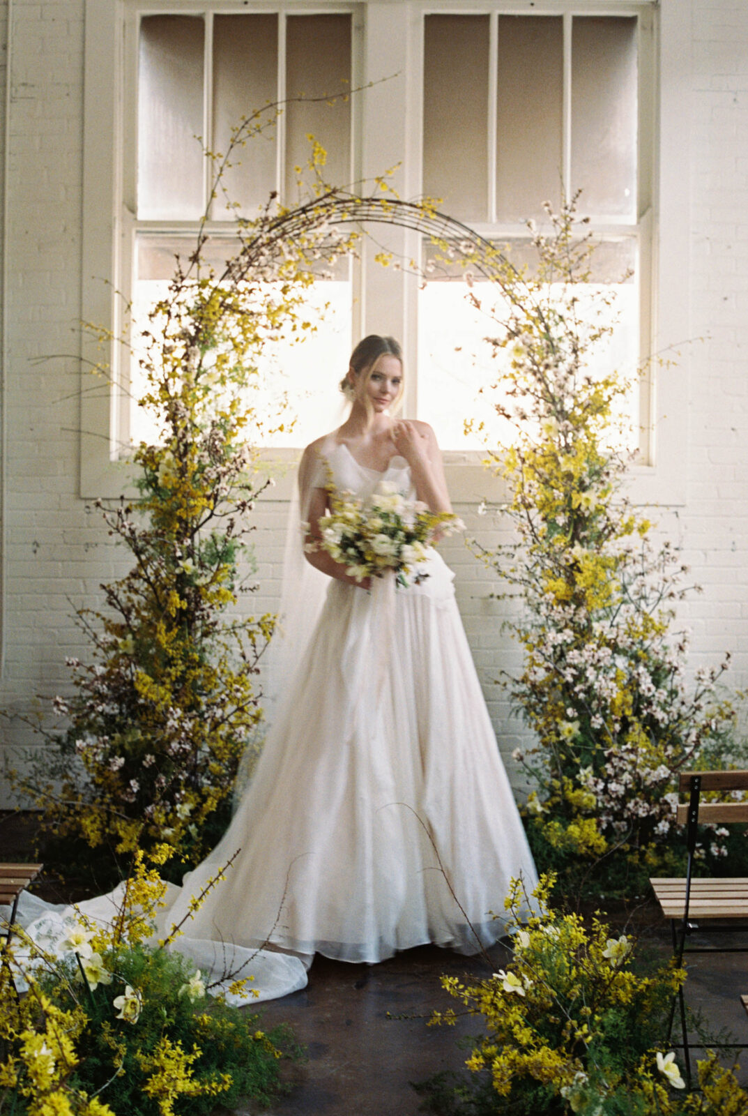 Fleurish Workshop With a Forsythia Floral Arbor | Gather Floral